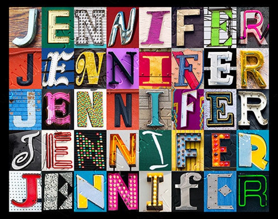 Cartel personalizado de JENNIFER con fotos de letras del | Etsy