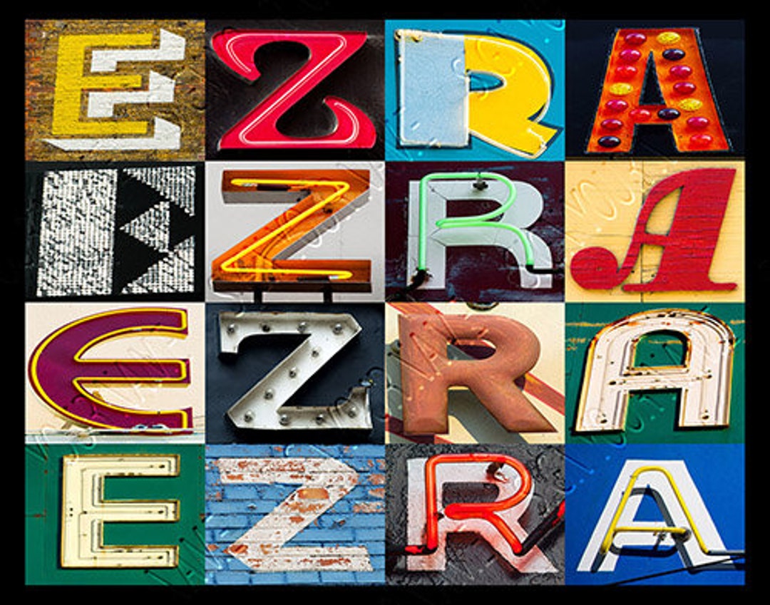 EZRA Personalized Poster Featuring Photos of Letters From Signs ...