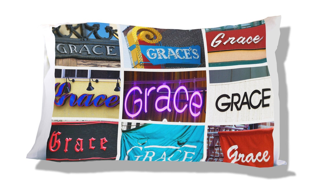 Personalized Pillow Case Featuring GRACE in Sign Photos; Custom Pillow ...