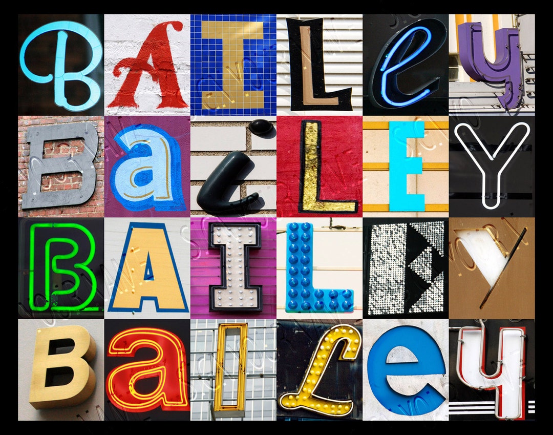 BAILEY or BAYLEE Personalized Poster Featuring Photos of Letters From ...