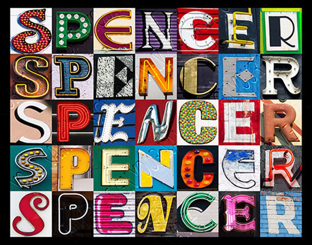 SPENCER Personalized Poster Featuring Photos of Sign Letters ...