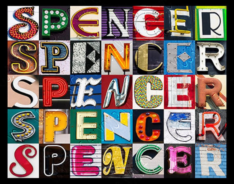 SPENCER Personalized Poster Featuring Photos of Sign Letters - Etsy