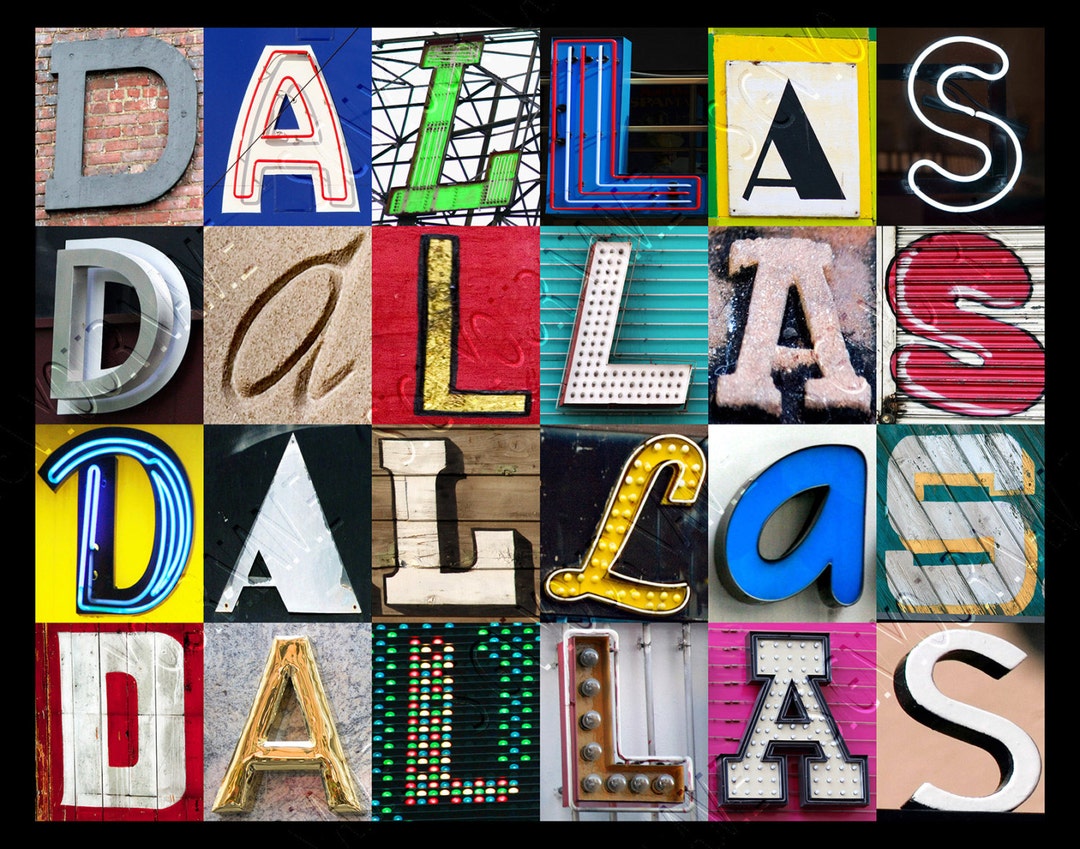 Personalized Poster Featuring DALLAS Showcased in Photos of Letters ...