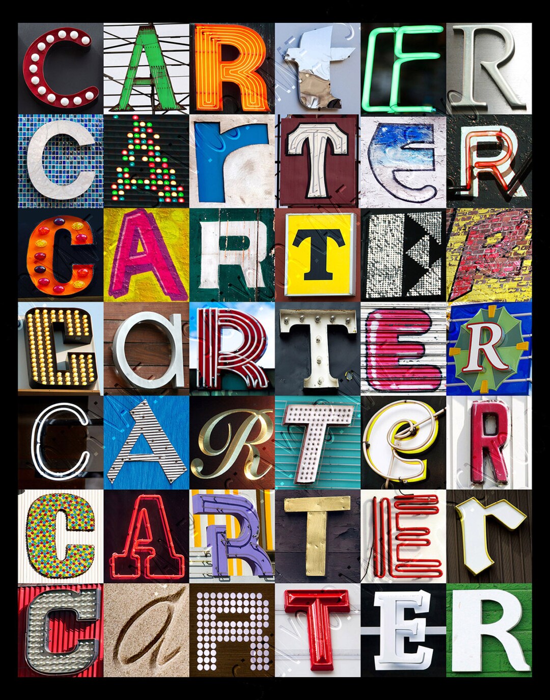 Personalized Poster Featuring CARTER in Photos of Alphabet - Etsy