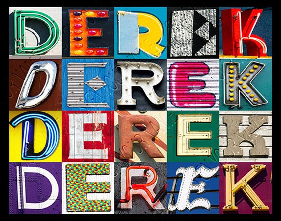 DEREK Personalized Poster Featuring Photos of Sign Letters | Etsy