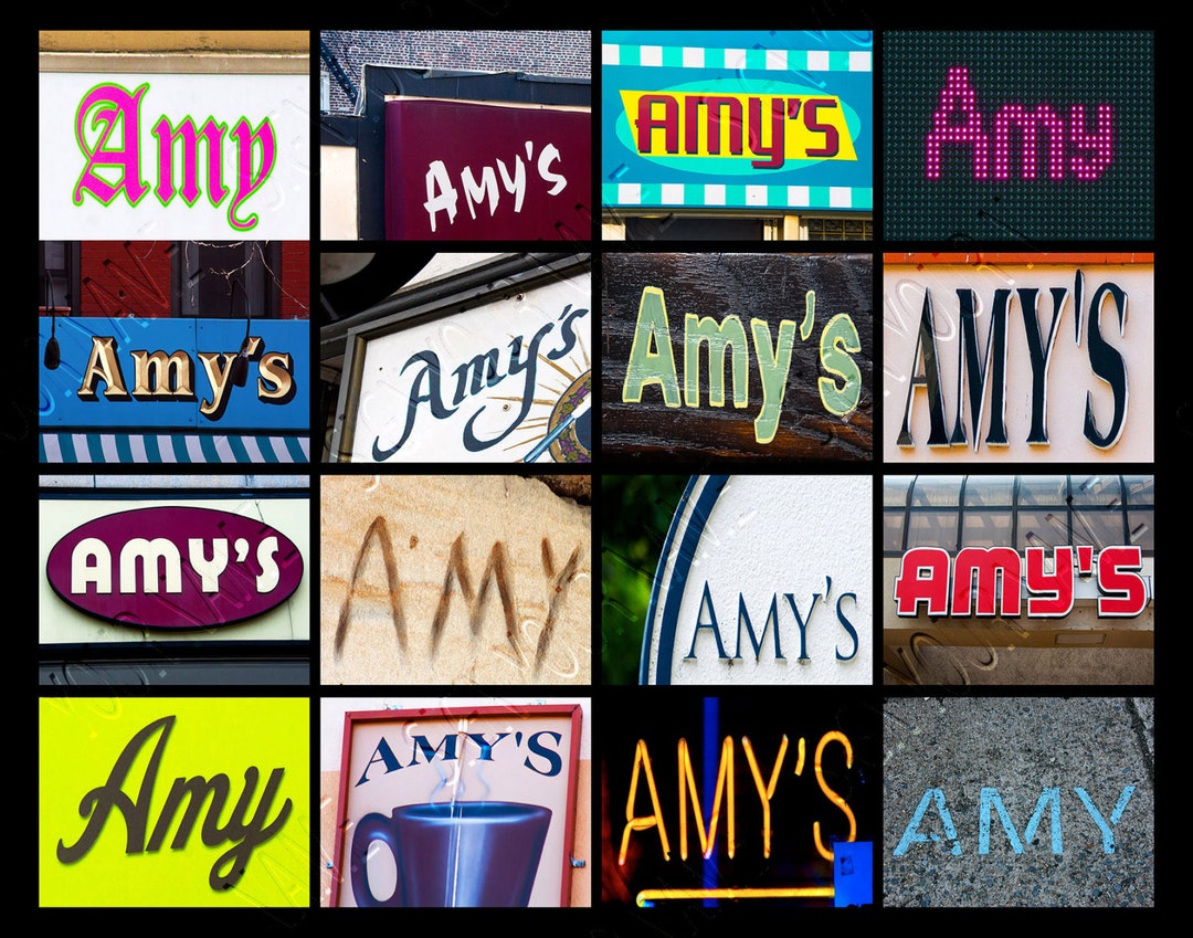 Personalized Poster Featuring AMY Showcased in Photos of Actual Signs ...