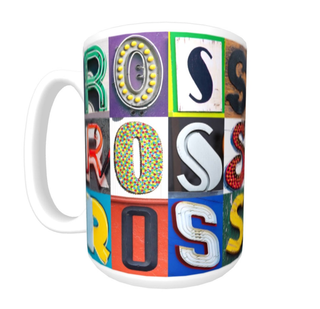 ROSS Personalized Coffee Mug Featuring the Name in Sign Letter Photos ...