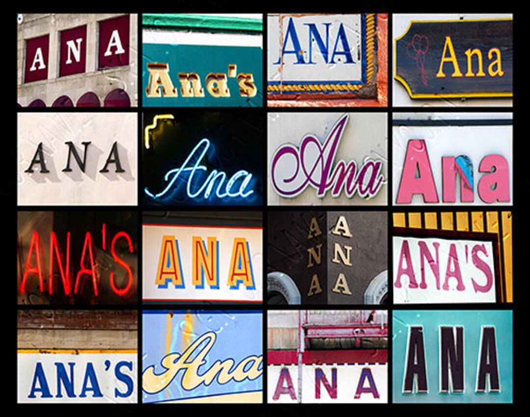 Personalized Poster Featuring ANA in Photos of Actual Signs; Art Print ...