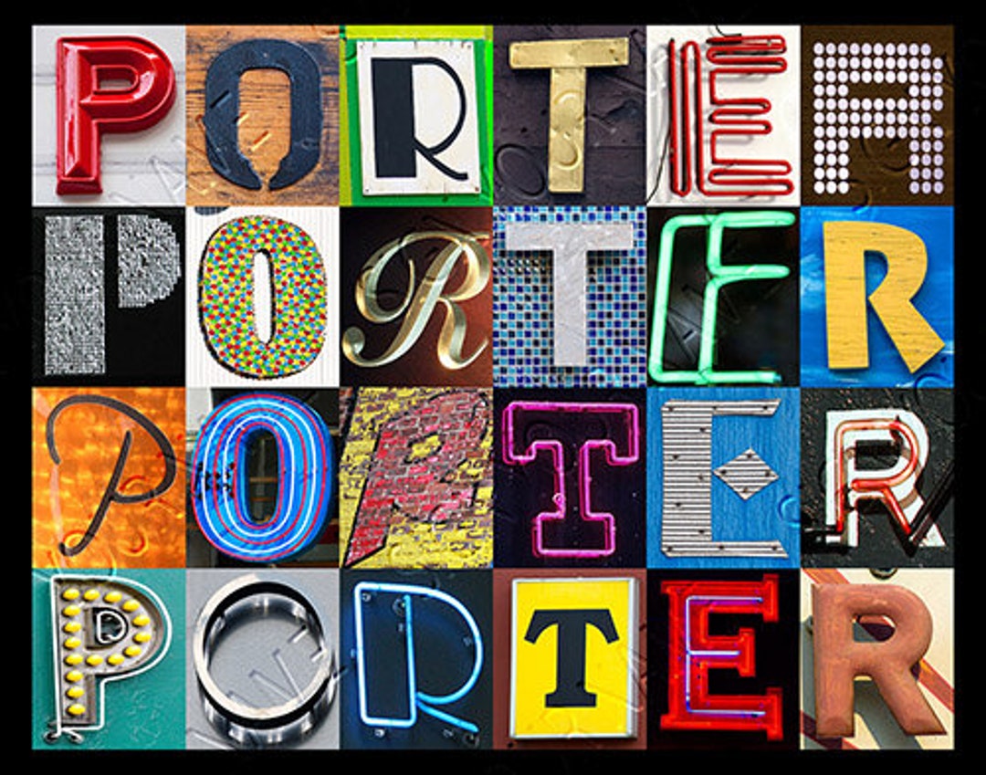 PORTER Personalized Poster Featuring the Name Showcased in Photos of ...