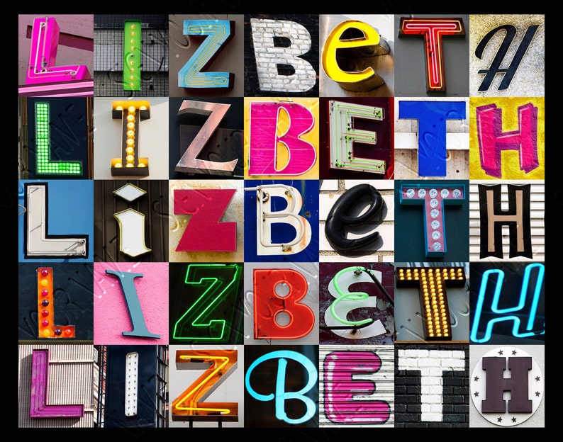 LIZBETH Personalized Poster Featuring Photos of Alphabet Letters From ...