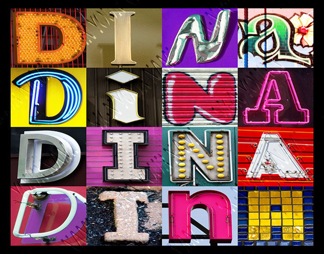 Personalized Poster Featuring DINA in Photos of Alphabet Letters From ...
