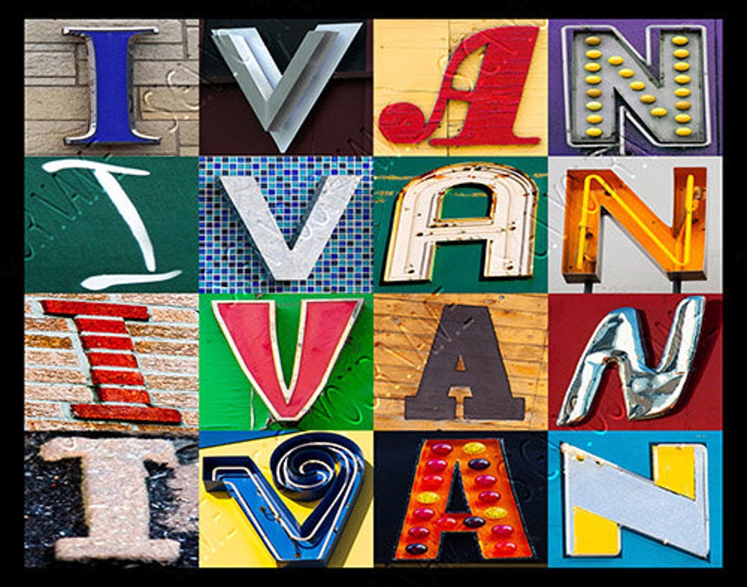 IVAN Personalized Poster Featuring Photos of Sign Letters; Typography ...