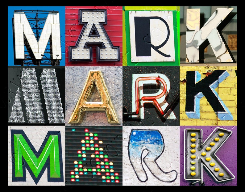 Personalized Poster Featuring MARK in Photos of Alphabet - Etsy