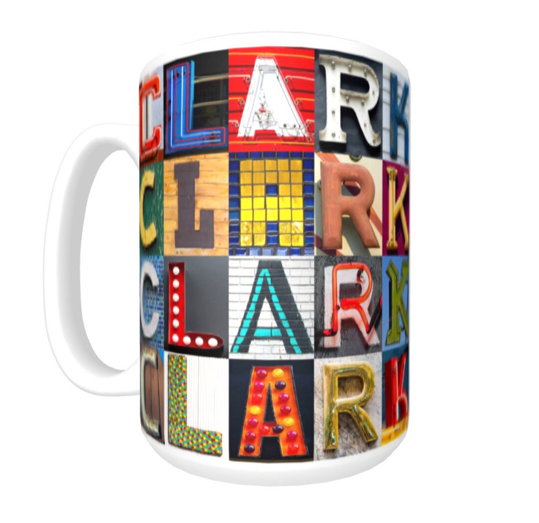 CLARK Personalized Coffee Mug With the Name in Sign Letter Photos ...