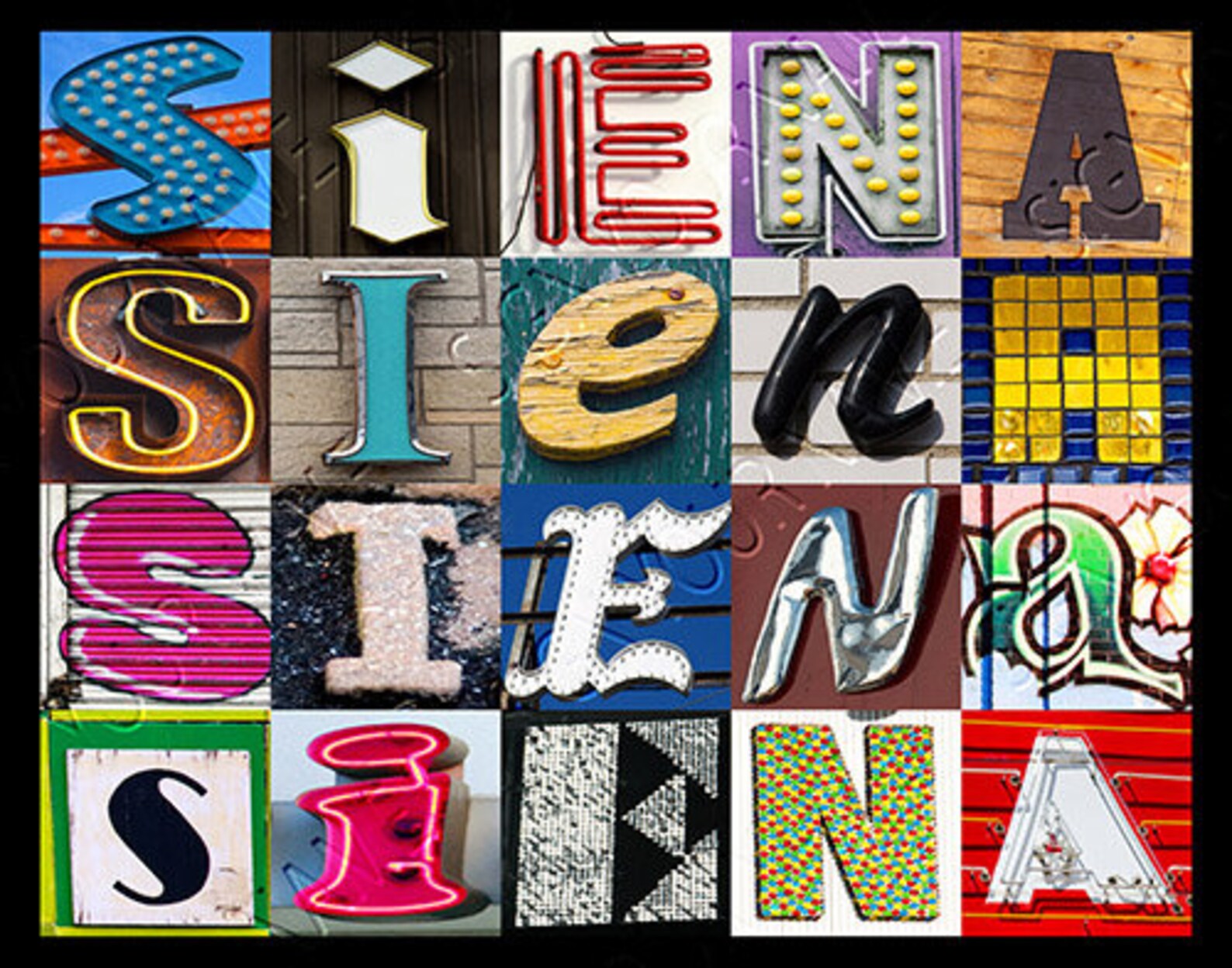 SIENNA or SIENA Personalized Poster Featuring Photos of Letters From ...