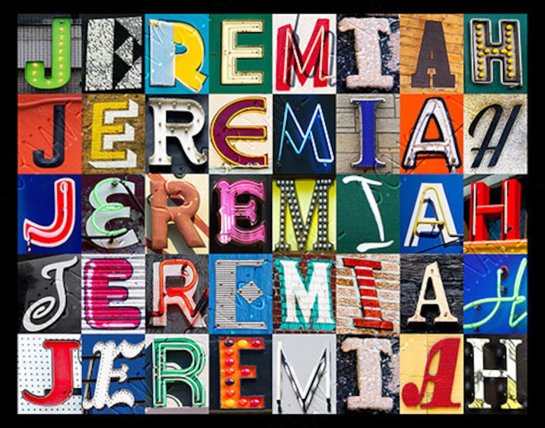 JEREMIAH Personalized Poster Featuring Photos of Alphabet Letters From ...