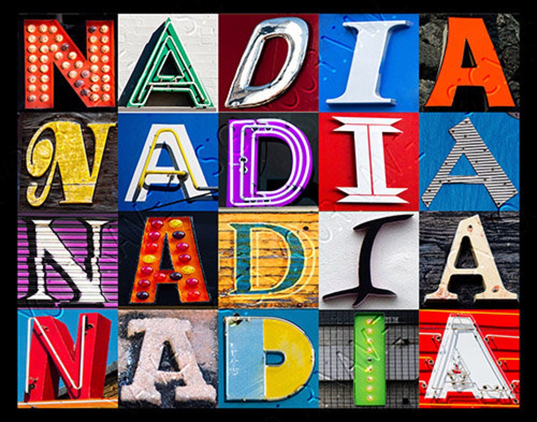 NADIA Personalized Poster Featuring Photos of Sign Letters; Typography ...