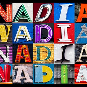 NADIA Personalized Poster Featuring Photos of Sign Letters; Typography ...