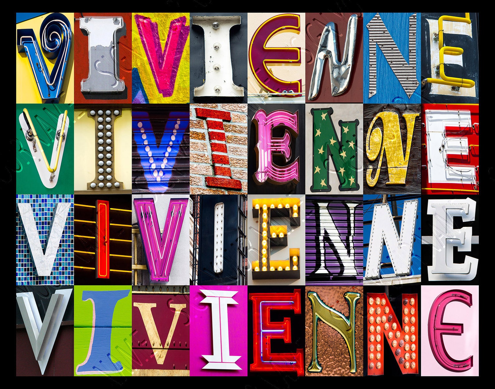 VIVIENNE Personalized Poster Featuring Photos of Alphabet Letters From ...