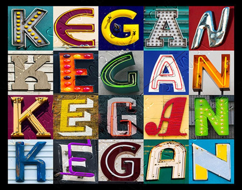 KEEGAN or KEGAN Personalized Poster Featuring Photos of Letters From ...