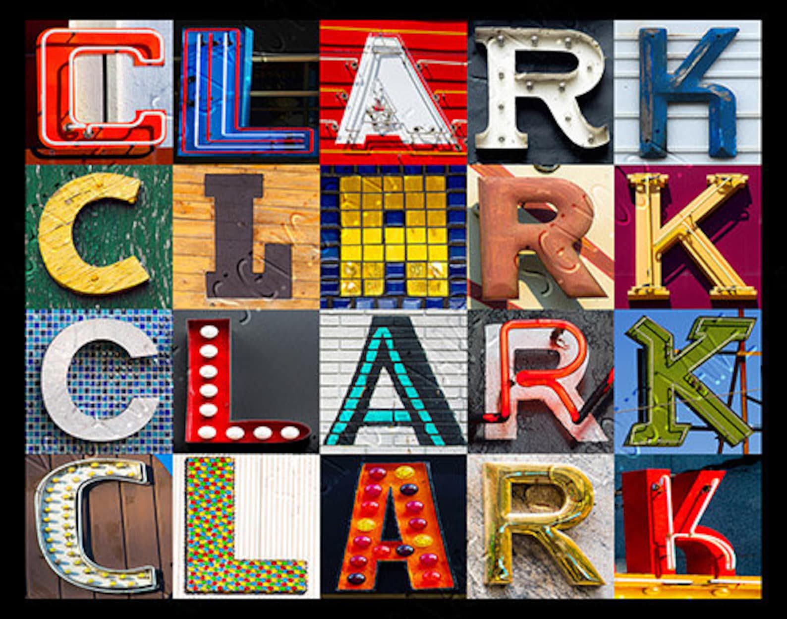 CLARK Personalized Poster featuring photos of letters from | Etsy