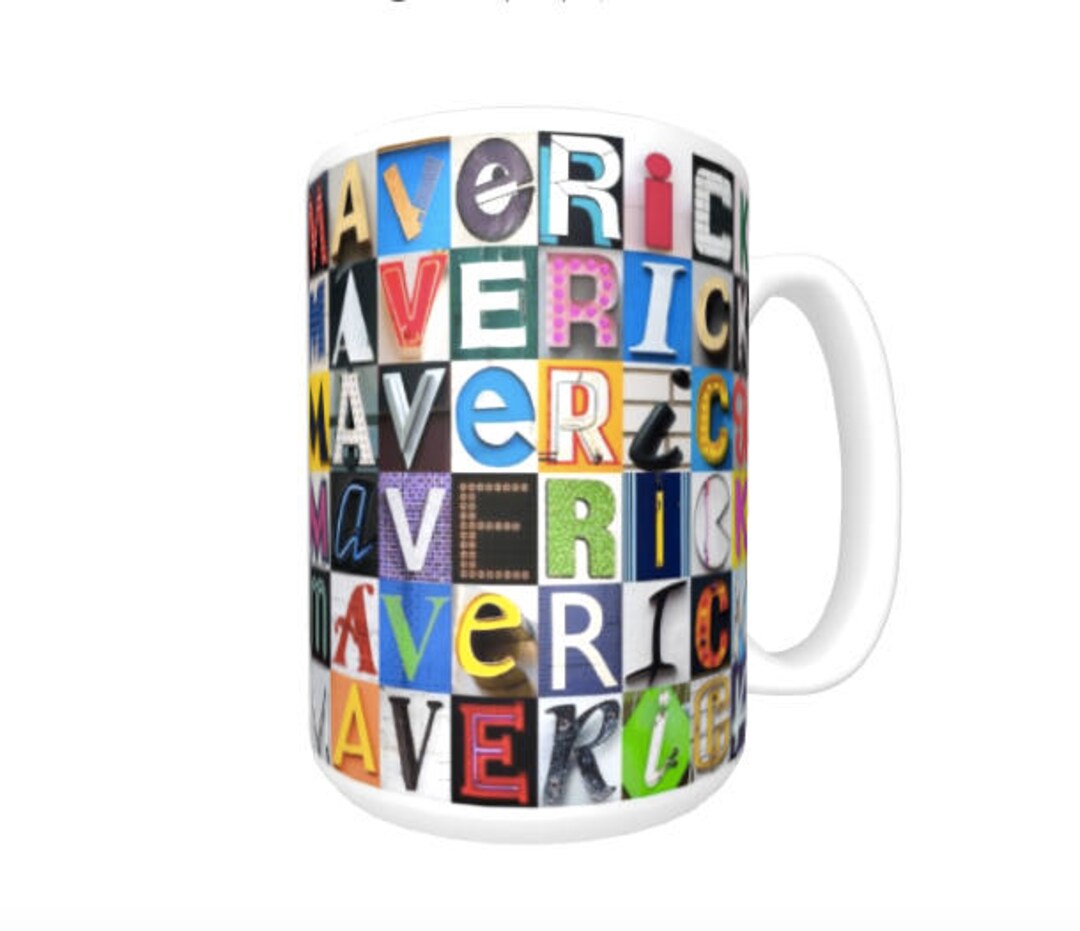 Personalized Coffee Mug Featuring the Name MAVERICK in Sign Letter ...