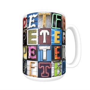 Personalized Coffee Mug Featuring the Name PETER in Sign Letter Photos ...