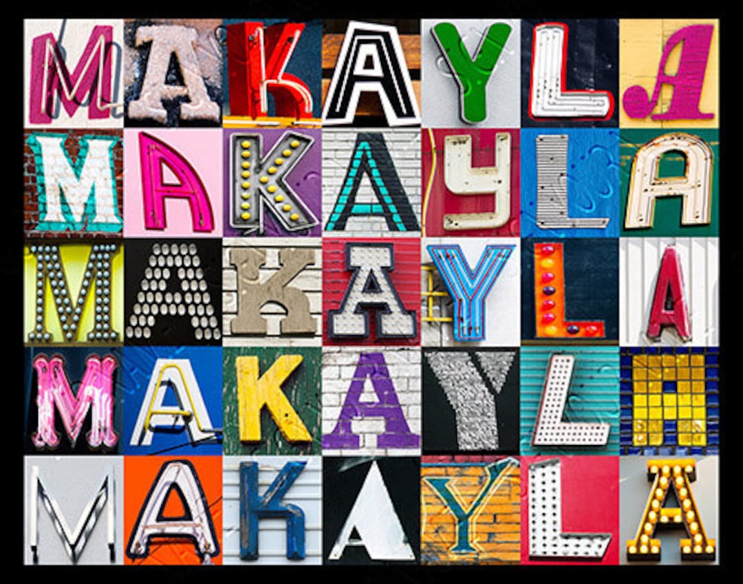 MAKAYLA Personalized Poster Featuring Photos of Sign Letters ...