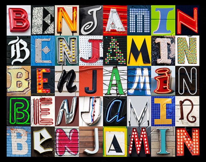 BENJAMIN Personalized Poster Featuring Photos of Alphabet Letters From ...