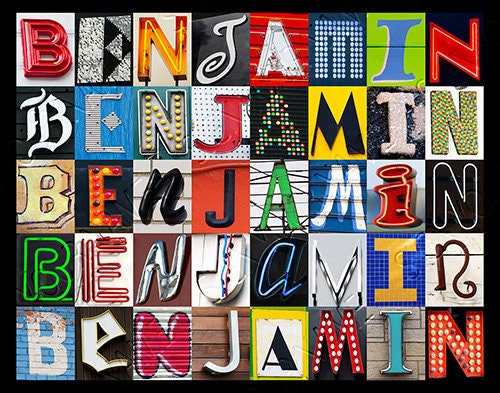BENJAMIN Personalized Poster Featuring Photos of Alphabet Letters From ...
