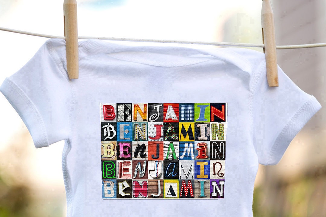 Personalized Baby Bodysuit Featuring the Name BENJAMIN Showcased in ...