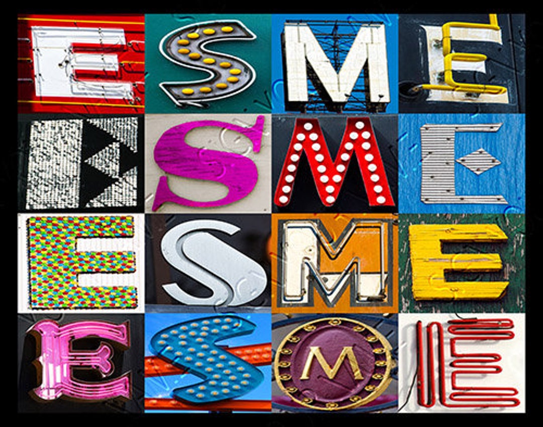ESME Personalized Poster Featuring Photos of Sign Letters; Typography ...