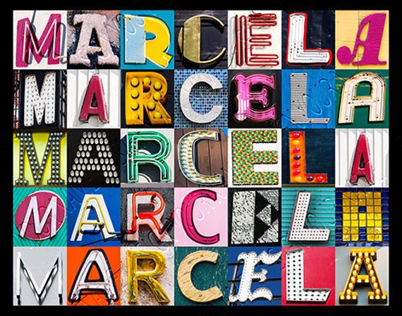MARCELA Personalized Poster Featuring Photos of Sign Letters | Etsy
