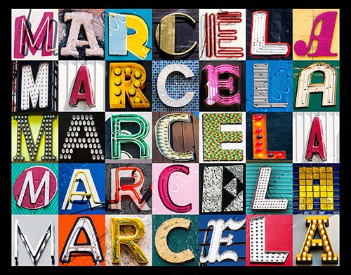 MARCELA Personalized Poster Featuring Photos of Sign Letters Typography ...