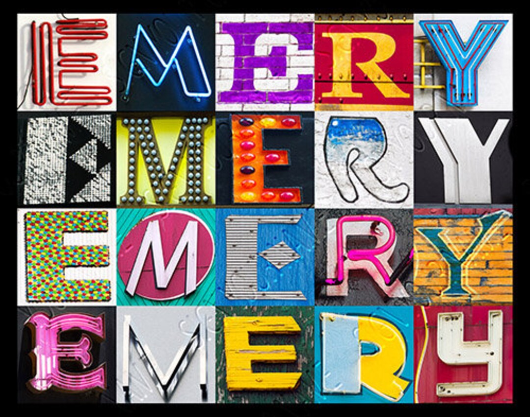 EMERY or EMERI Personalized Poster Featuring Photos of Sign Letters ...