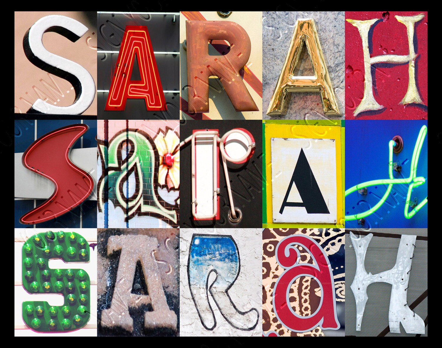 The Name Sarah In Letters