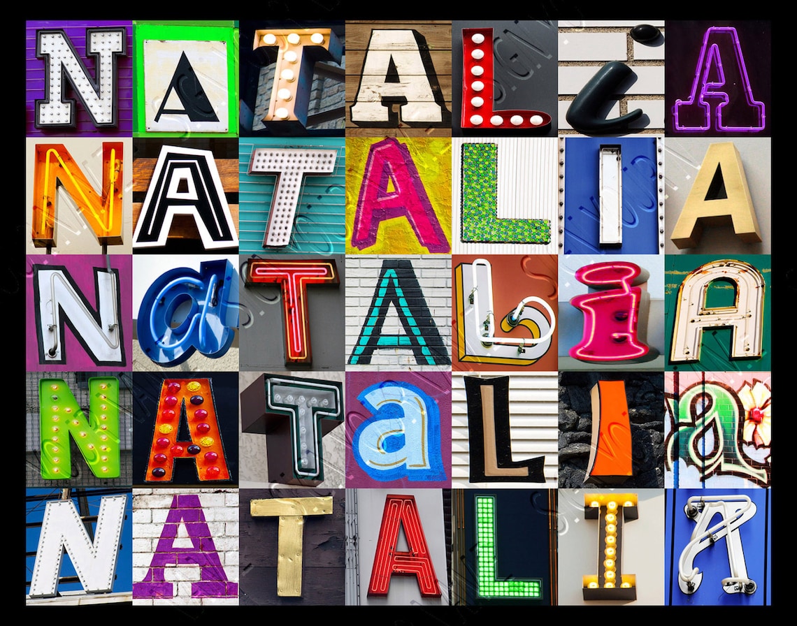 NATALIA Personalized Poster Featuring Photos of Sign Letters - Etsy