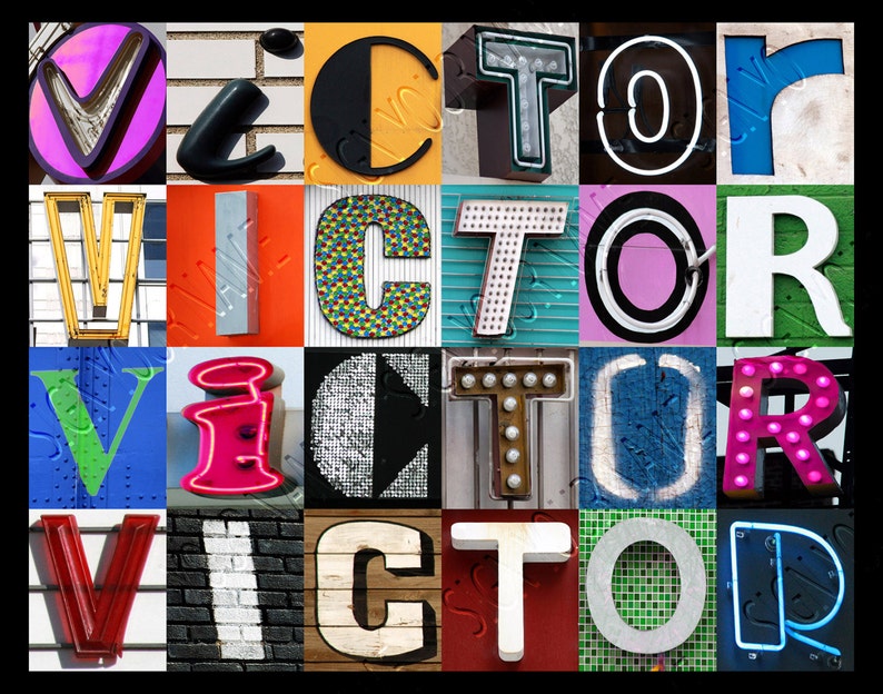 VICTOR Personalized Poster Featuring Photos of Alphabet Letters From ...