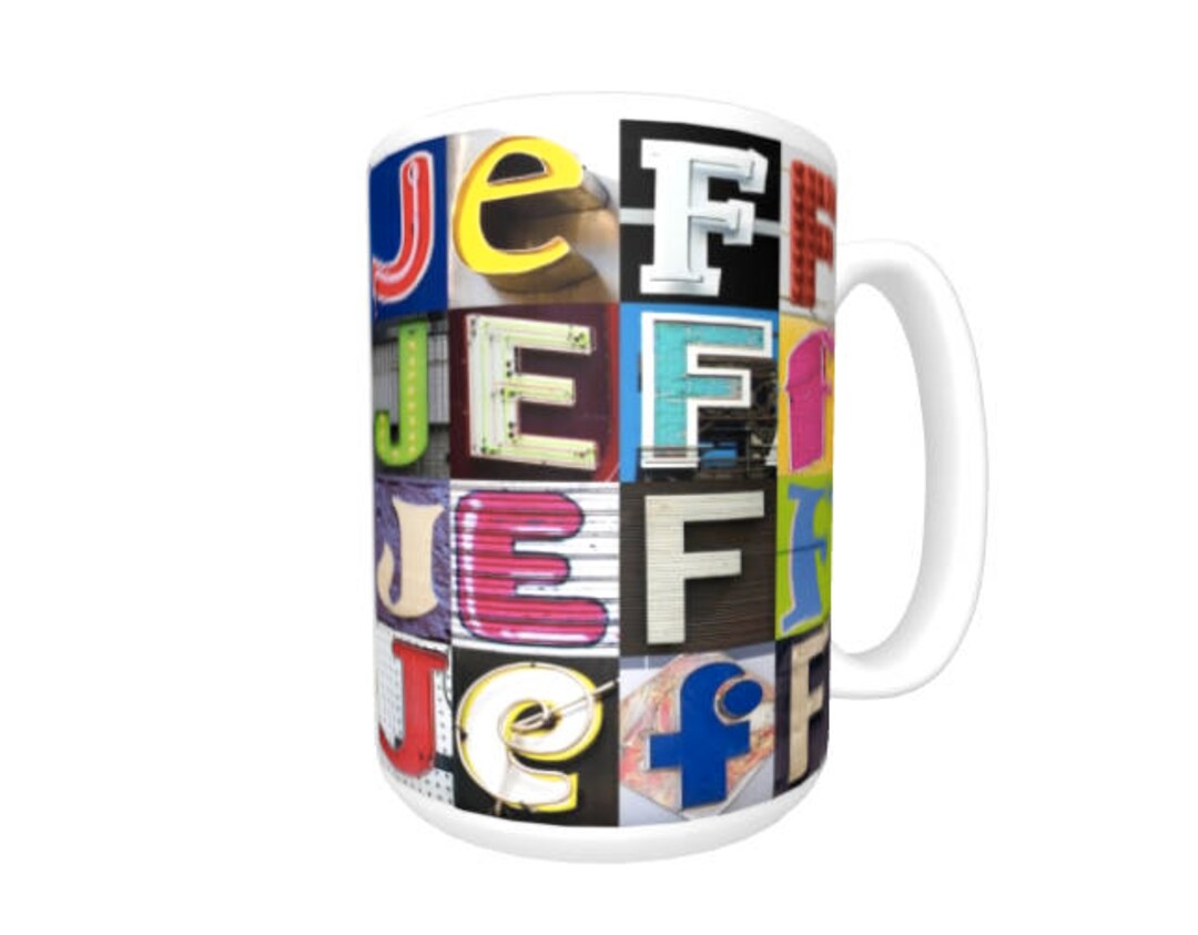 Personalized Coffee Mug Featuring the Name JEFF in Sign Letter Photos ...