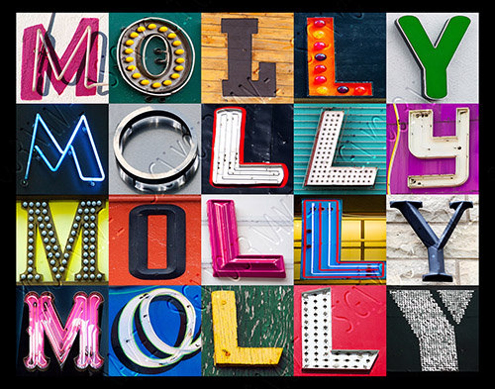 MOLLY or MOLLIE Personalized Poster Featuring Photos of Sign Letters ...