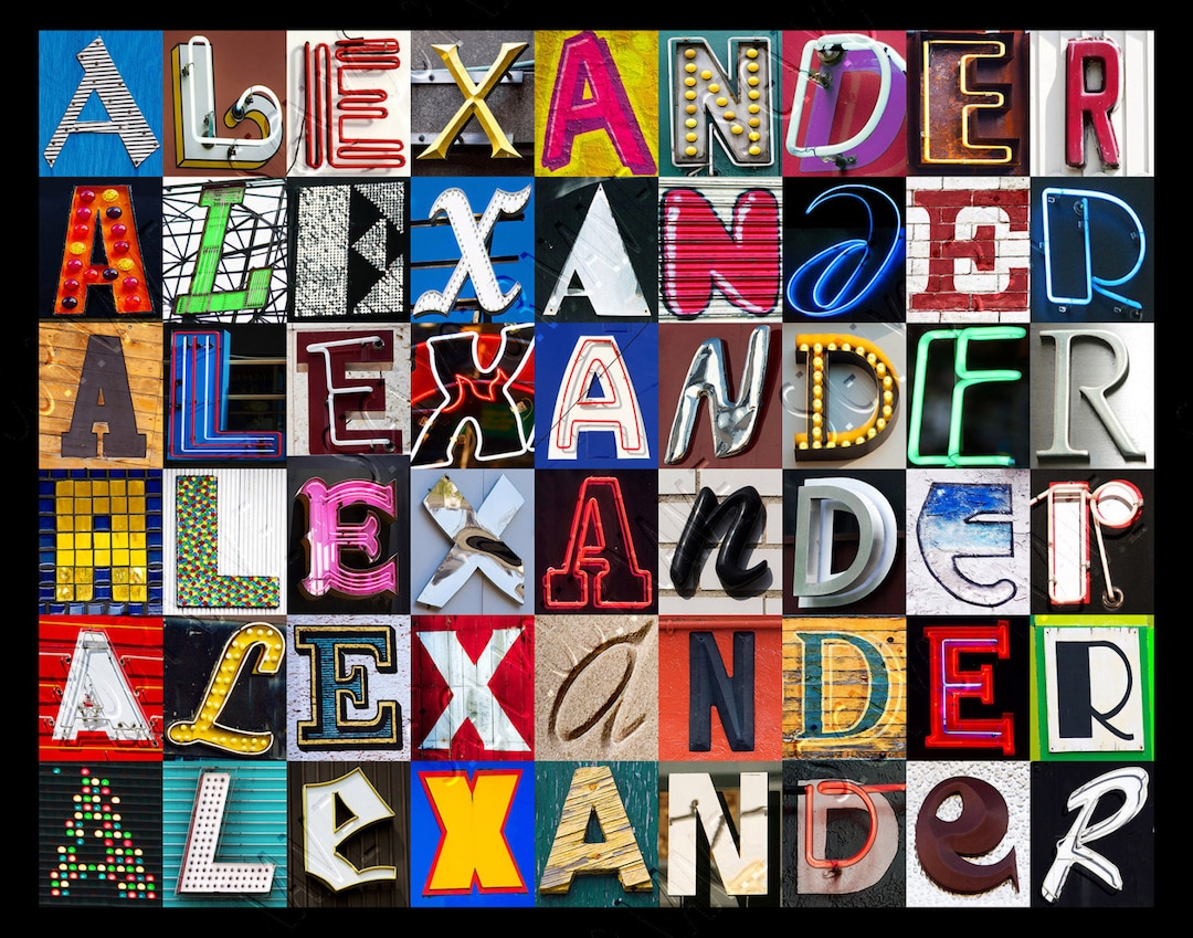 Personalized Name Poster Featuring ALEXANDER in Photos of Alphabet Sign ...