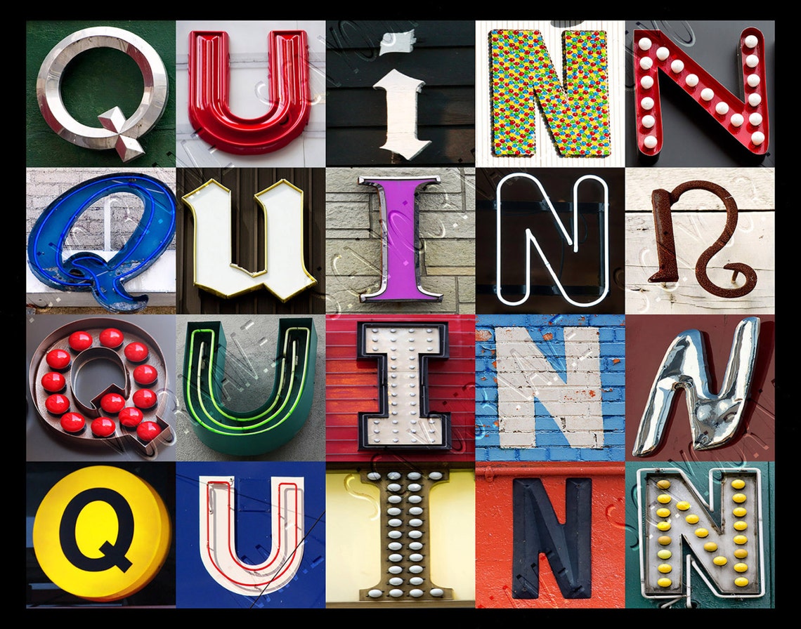 QUINN Personalized Poster Featuring Photos of Alphabet Letters From ...