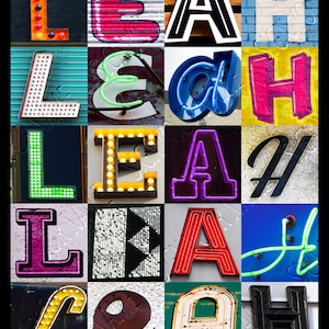LEAH Personalized Poster Featuring Photos of Sign Letters; Typography ...