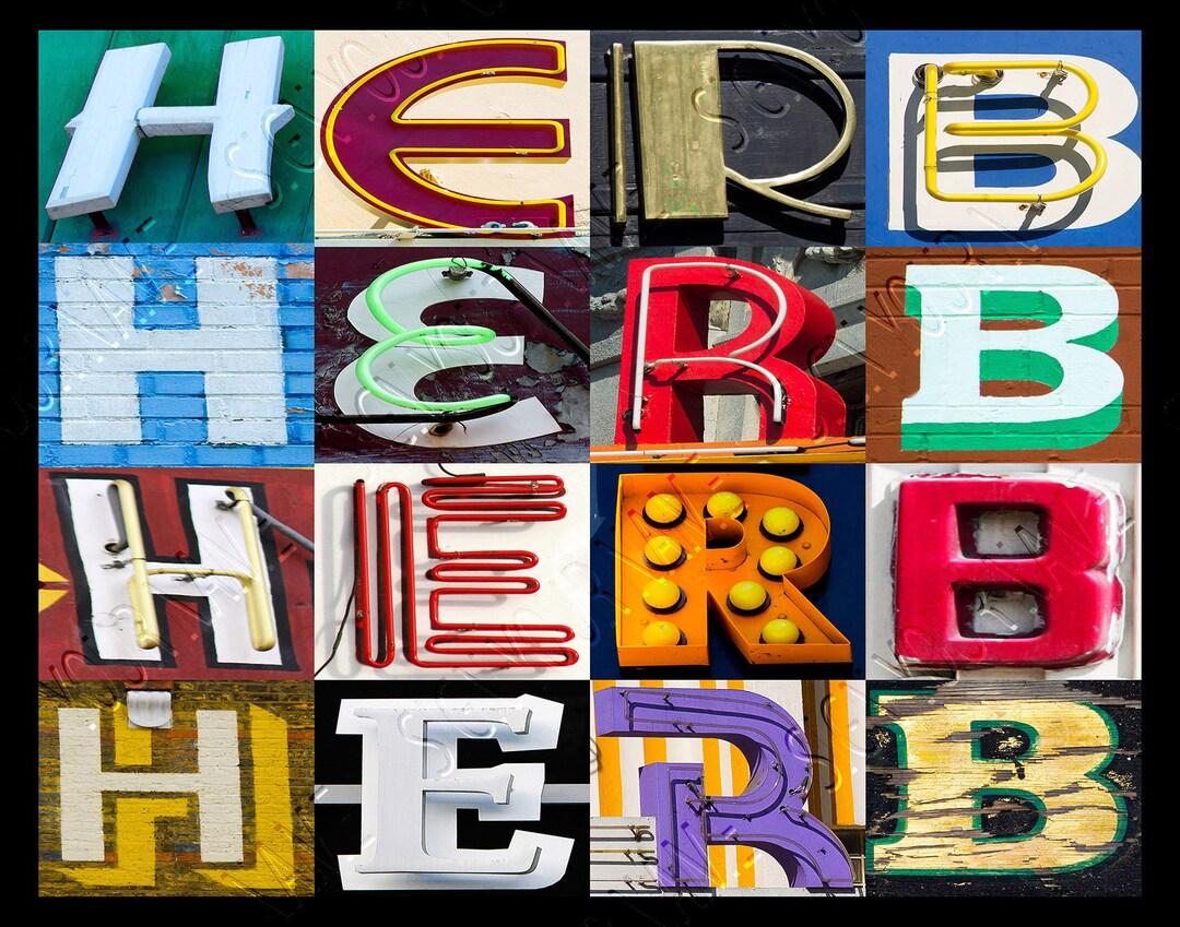 HERB Personalized Poster Featuring Photos of Letters From Actual Signs ...