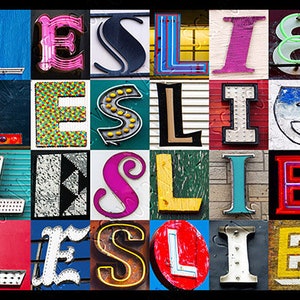 LESLIE Personalized Poster Featuring Photos of Sign Letters; Typography ...