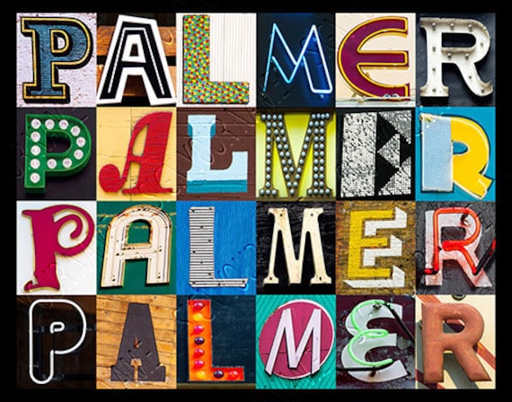PALMER Personalized Poster featuring photos of alphabet | Etsy