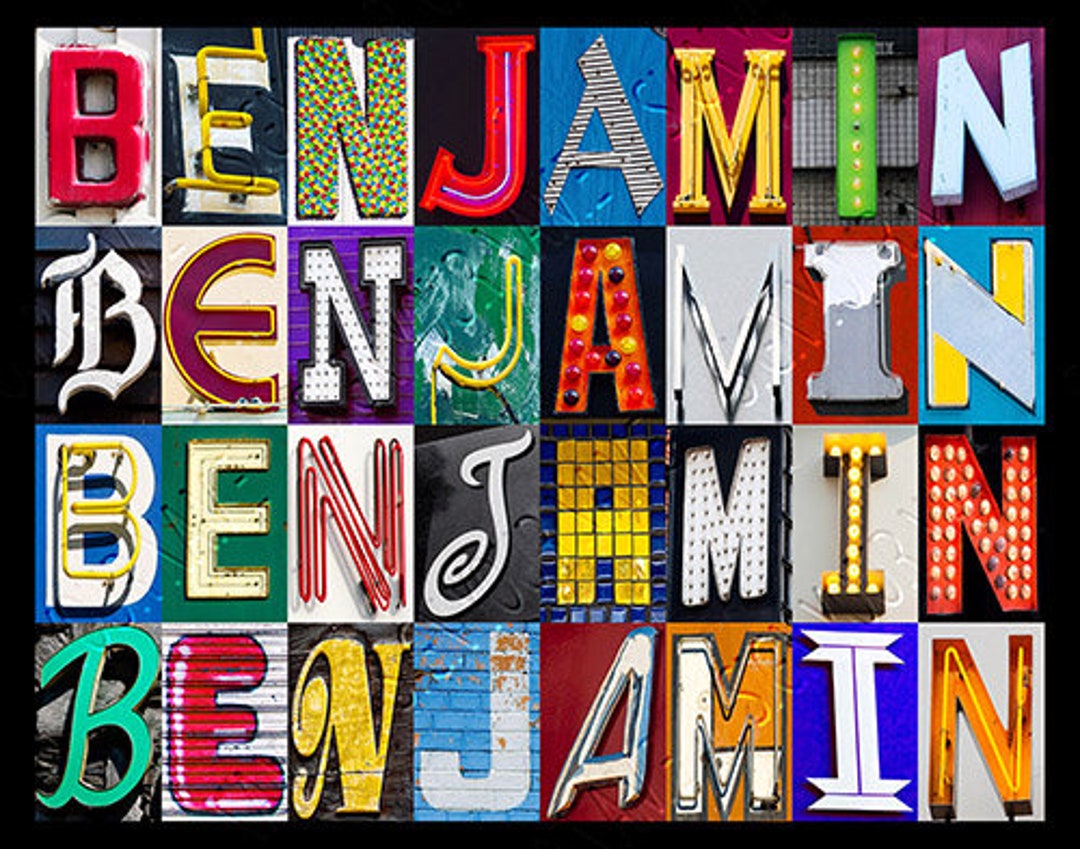 BENJAMIN Personalized Poster Featuring Photos of Alphabet Letters From ...