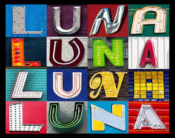 LUNA Personalized Poster Featuring Photos of Sign Letters - Etsy