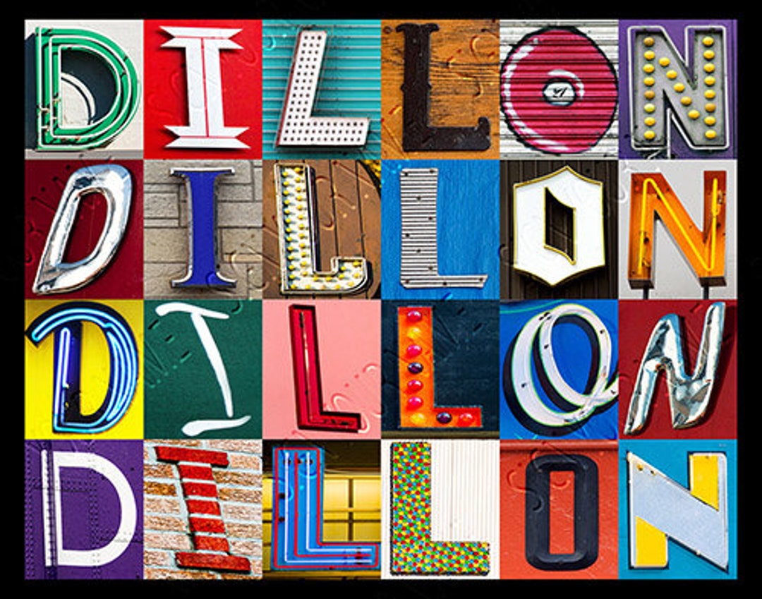 DILLON or DILLAN Personalized Poster Featuring Photos of Letters From ...