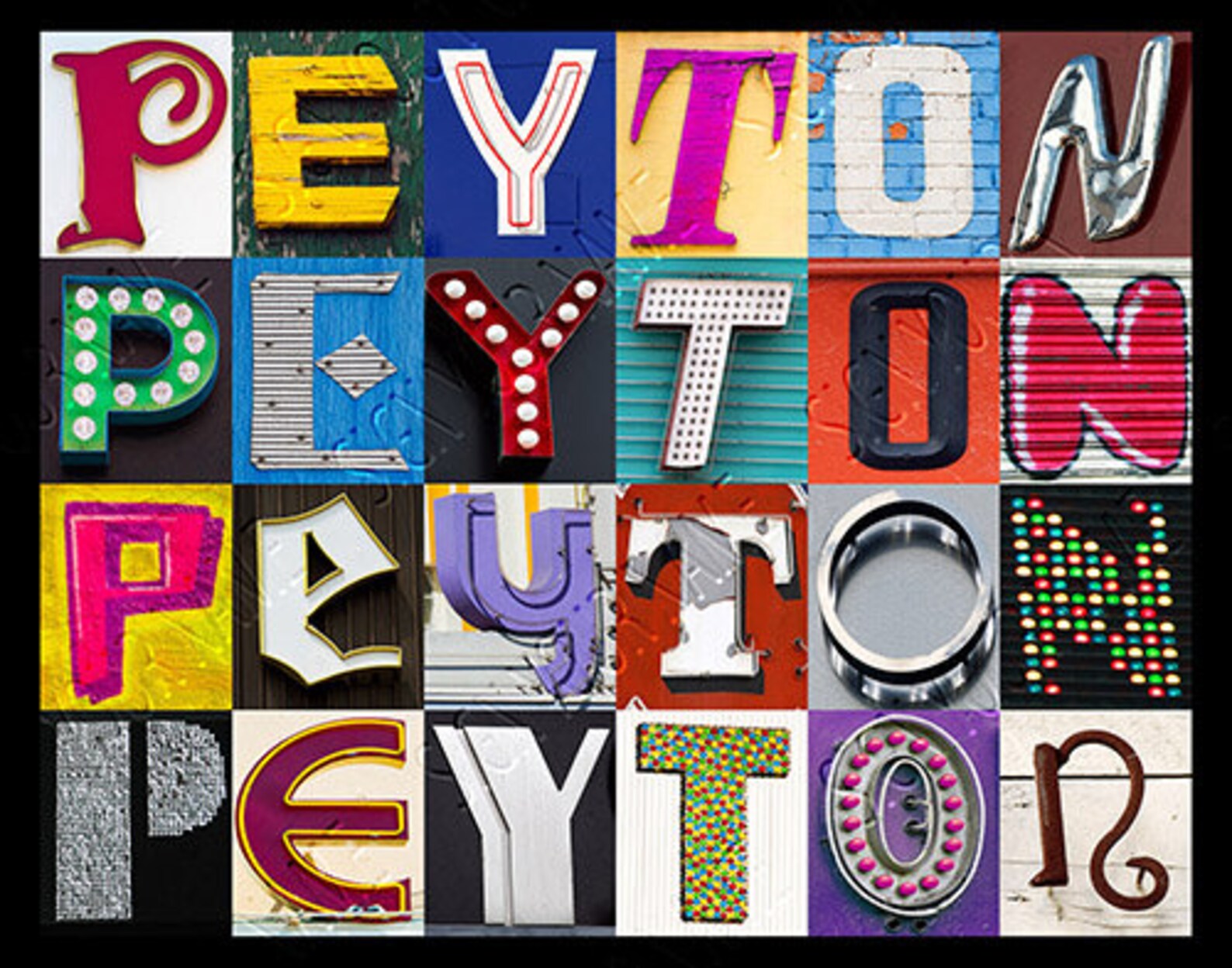 PEYTON Personalized Poster Featuring Photos of Letters From Signs ...